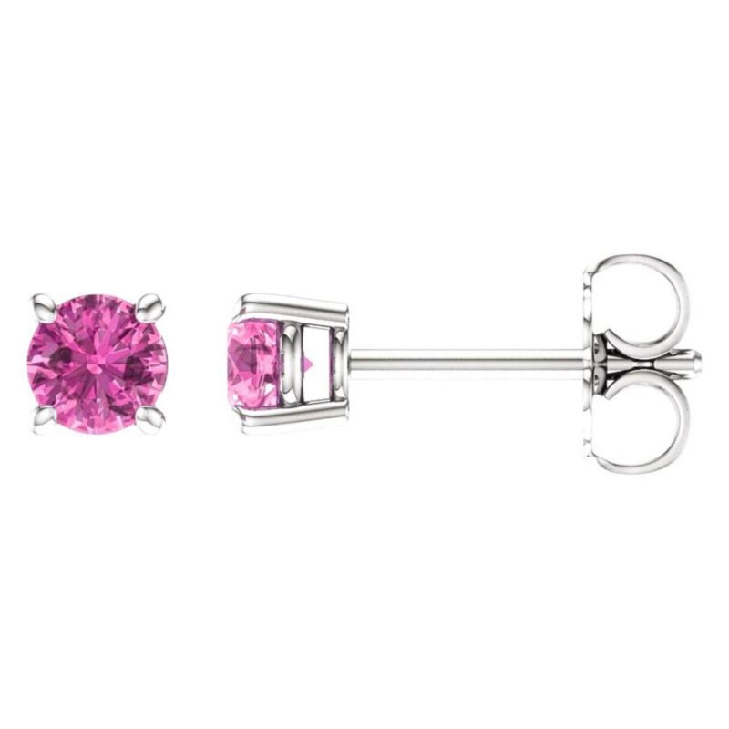 Natural Pink Sapphire Stud Earrings 14K Gold 4 mm | Boelry