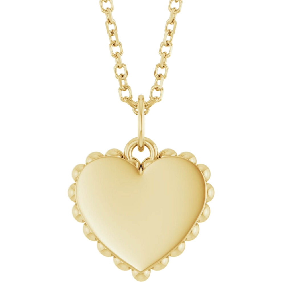 14K Gold Scalloped Engravable Heart Necklace | Boelry
