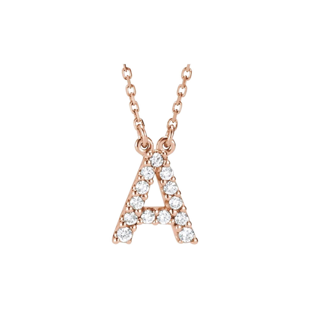 Custom Diamond Initial Necklace 14K Gold | Boelry