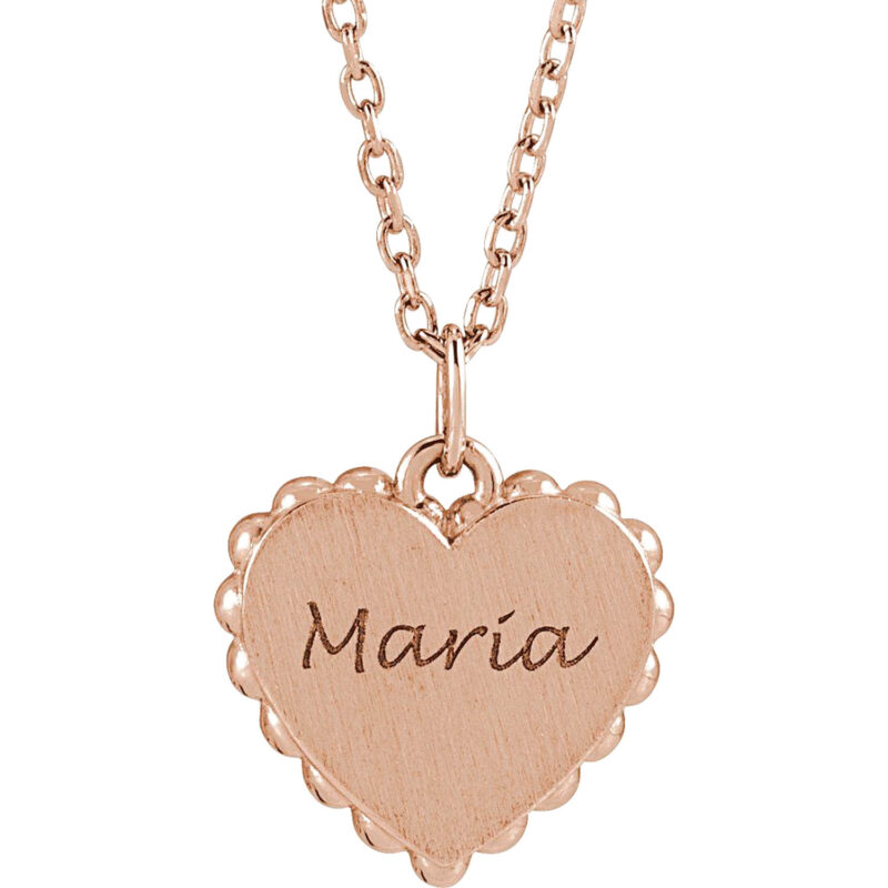 14K Gold Scalloped Engravable Heart Necklace | Boelry
