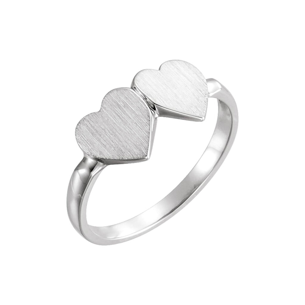 14K Gold Double Heart Signet Ring | Boelry
