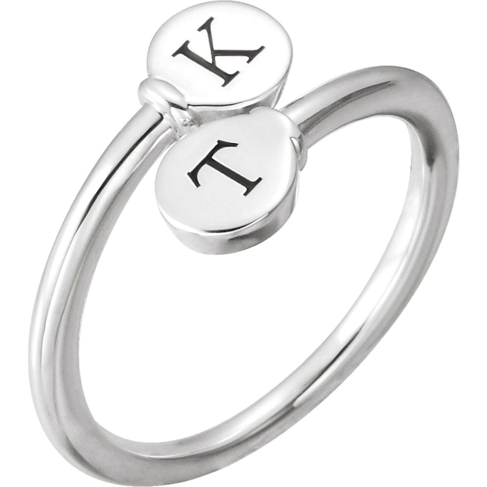 Custom Two Letter Signet Ring 14K Gold Bypass Style | Boelry